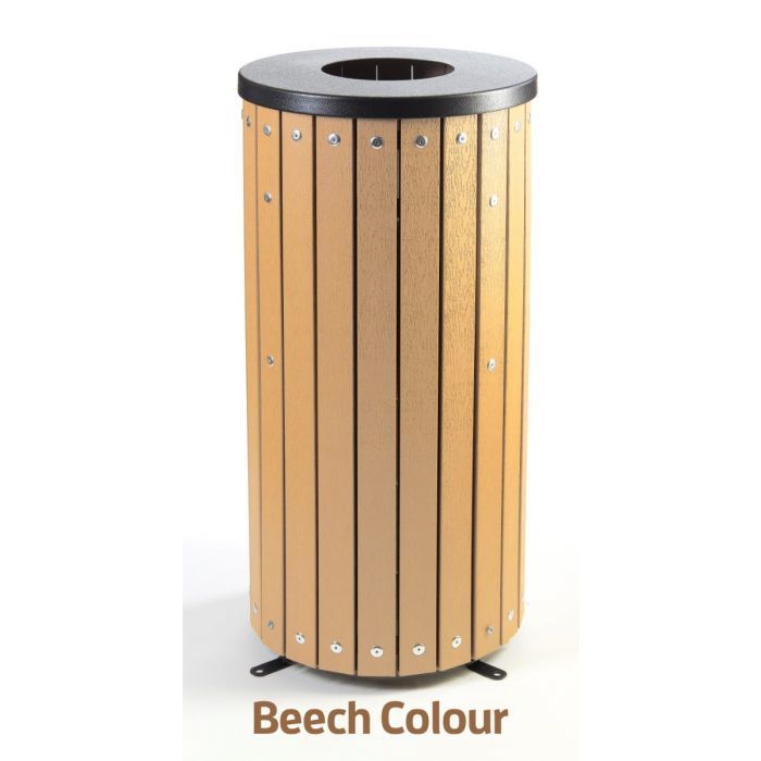 Plastic Open Top Bin with wood effect - steel frame, galvanised steel ...